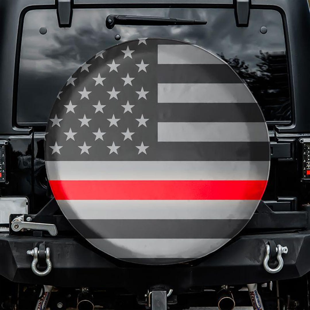 All American - Firefighter Red Spare Tire Cover, No Camera Hole, for ...