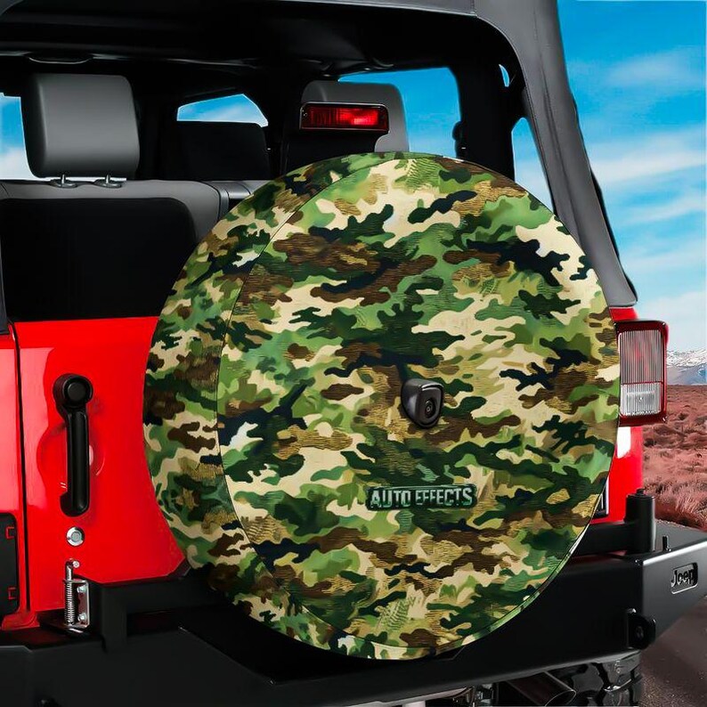 Woodland Field Camo Spare Tire Cover, With Camera, for Jeep, for Bronco ...