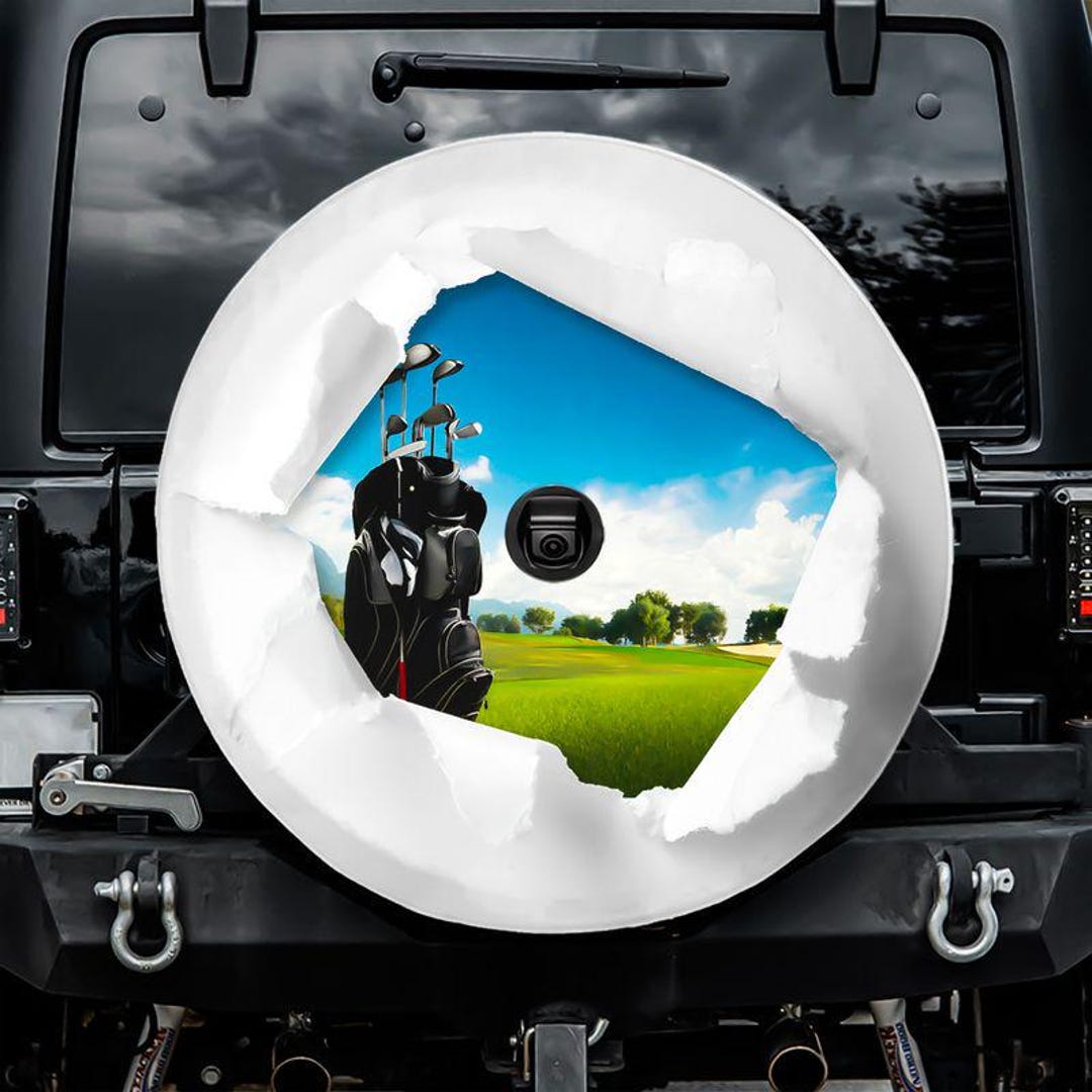 Tee Time Golf Course Reveal Spare Tire Cover, With Camera Hole, for ...