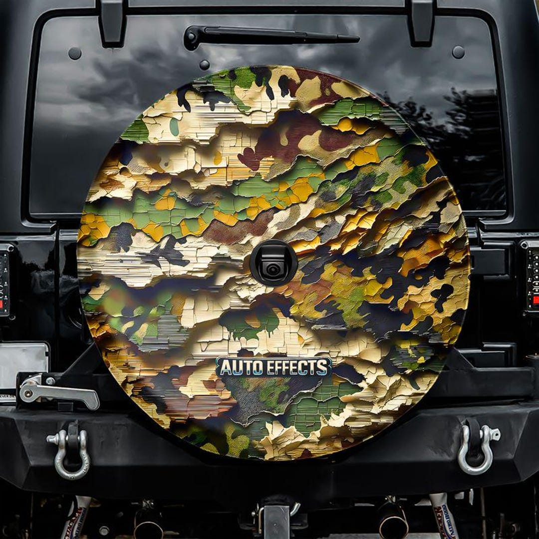 Rough Woodland Camo Spare Tire Cover, With Camera, for Jeep, for Bronco ...