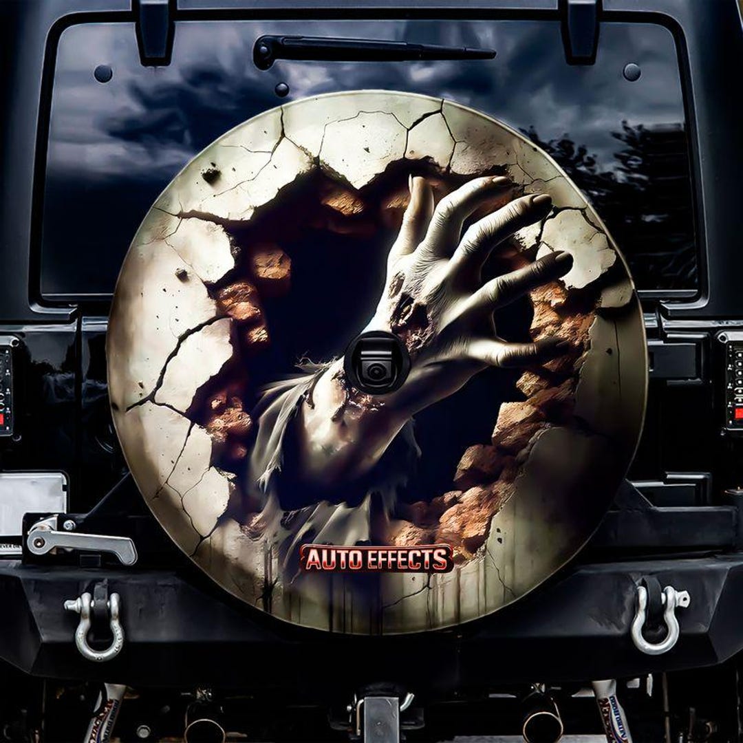 Zombie Hand Spare Tire Cover With Backup Camera Hole Auto Effects ...