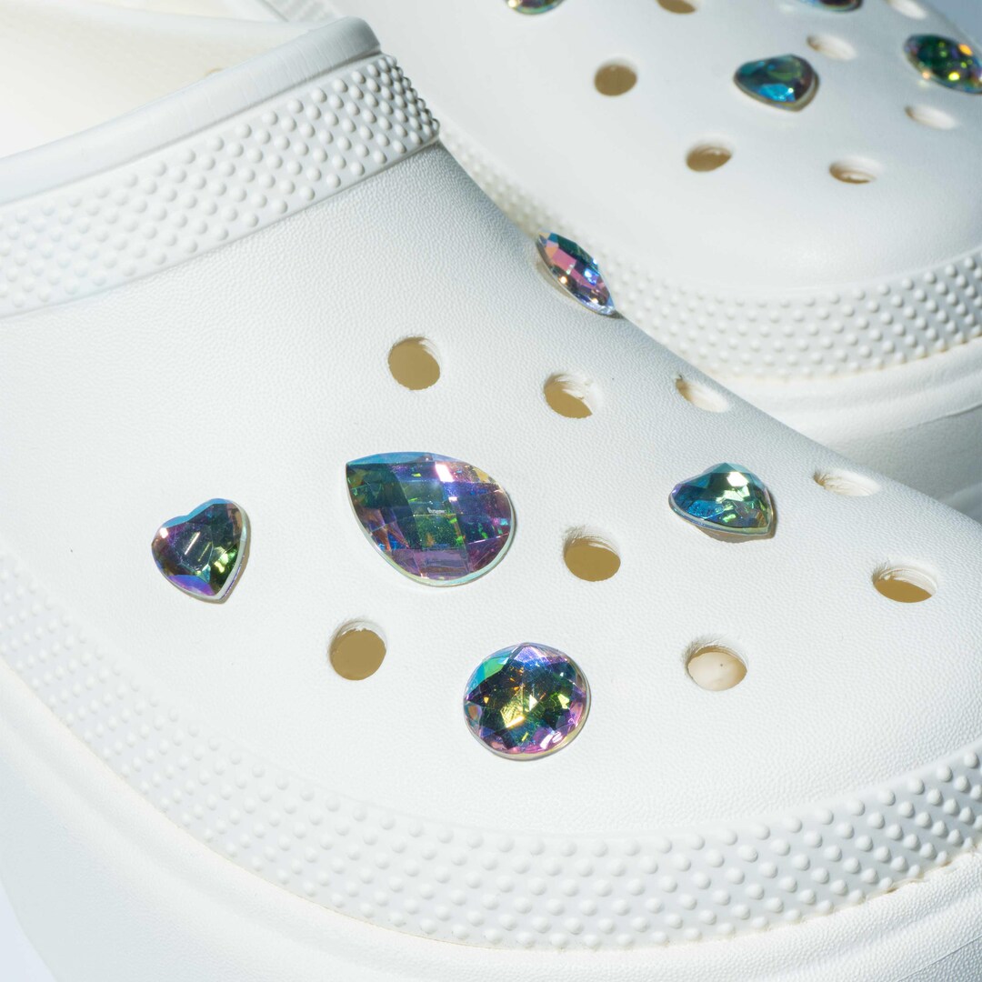 Aurora Gem Stone Set of Shoe Charms | Rainbow Bling Holographic Effect ...