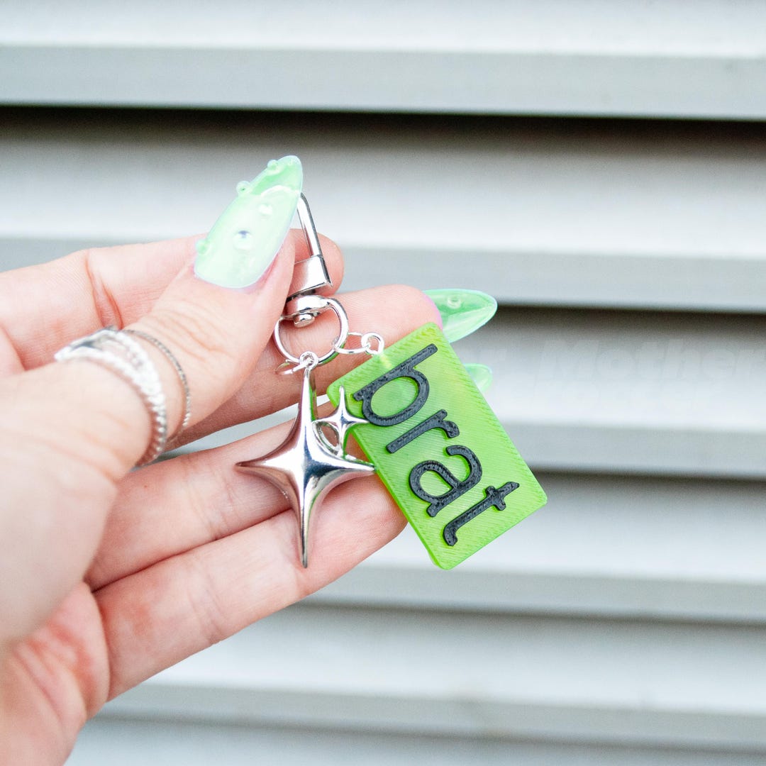 Brat Summer Charli XCX Silver Star Key Chain | Brat Girl Summer Keyring Charm | Key Ring Charms ...