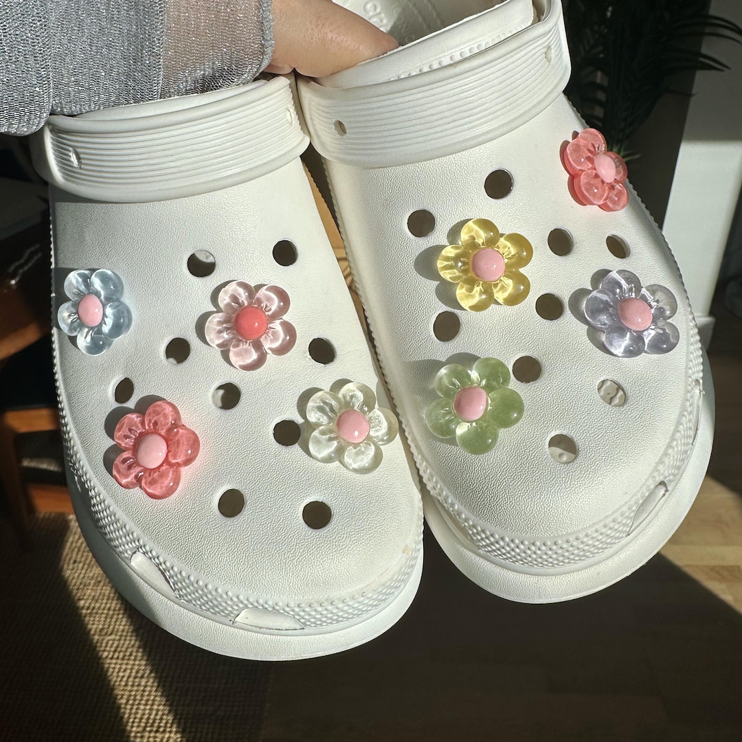 Pastel Flower Shoe Charm Set | Clear Transparent Flowers Charms Set - Etsy