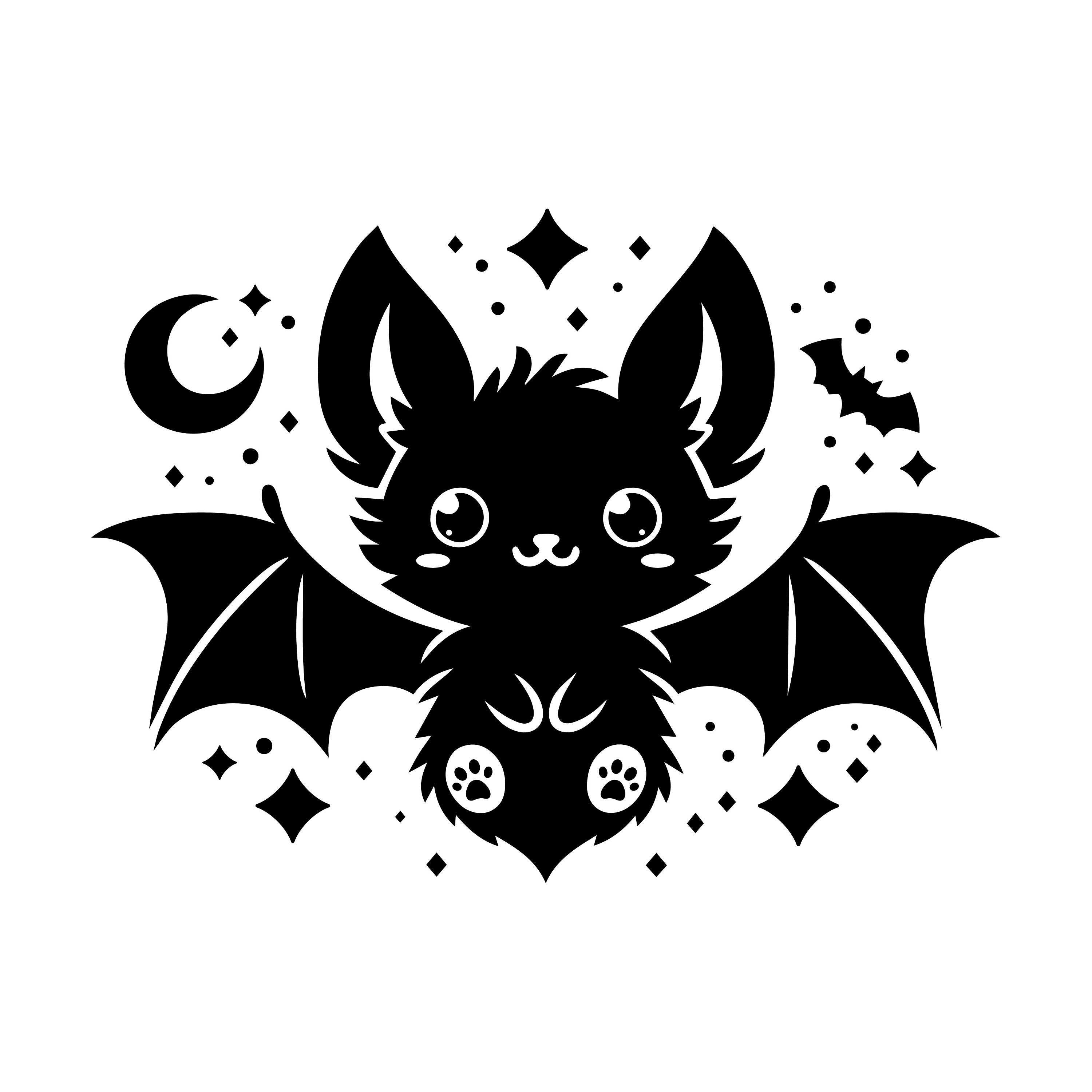 Cute Bat SVG Digital Download, Silhouette, - Etsy