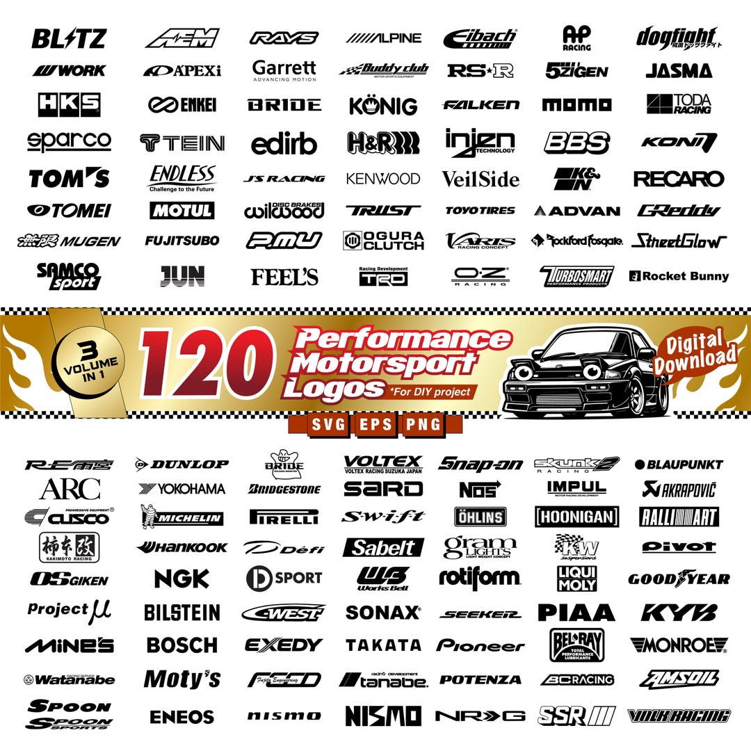 120 Motorsport Logo Bundle: Performance Automotive Designs (SVG, EPS ...