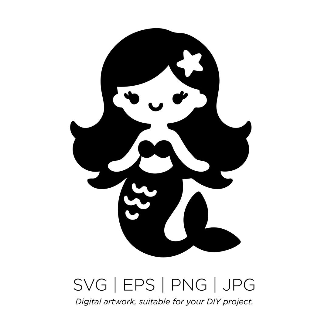 Mermaid SVG EPS Digital Download, Silhouette - Etsy