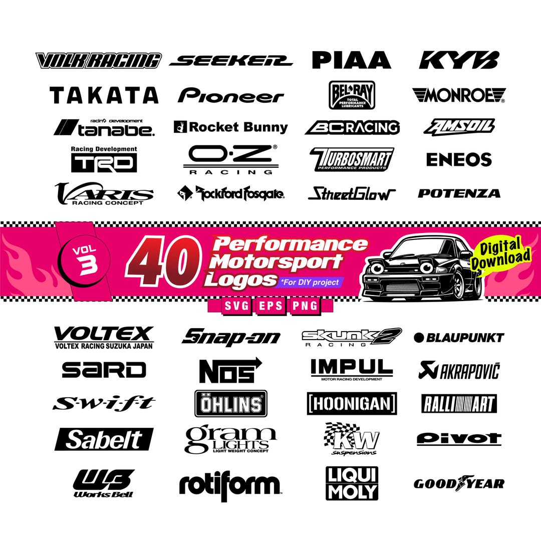Motorsport Logo Bundle: 40 Automotive Designs (SVG, EPS, PNG) - Volume ...