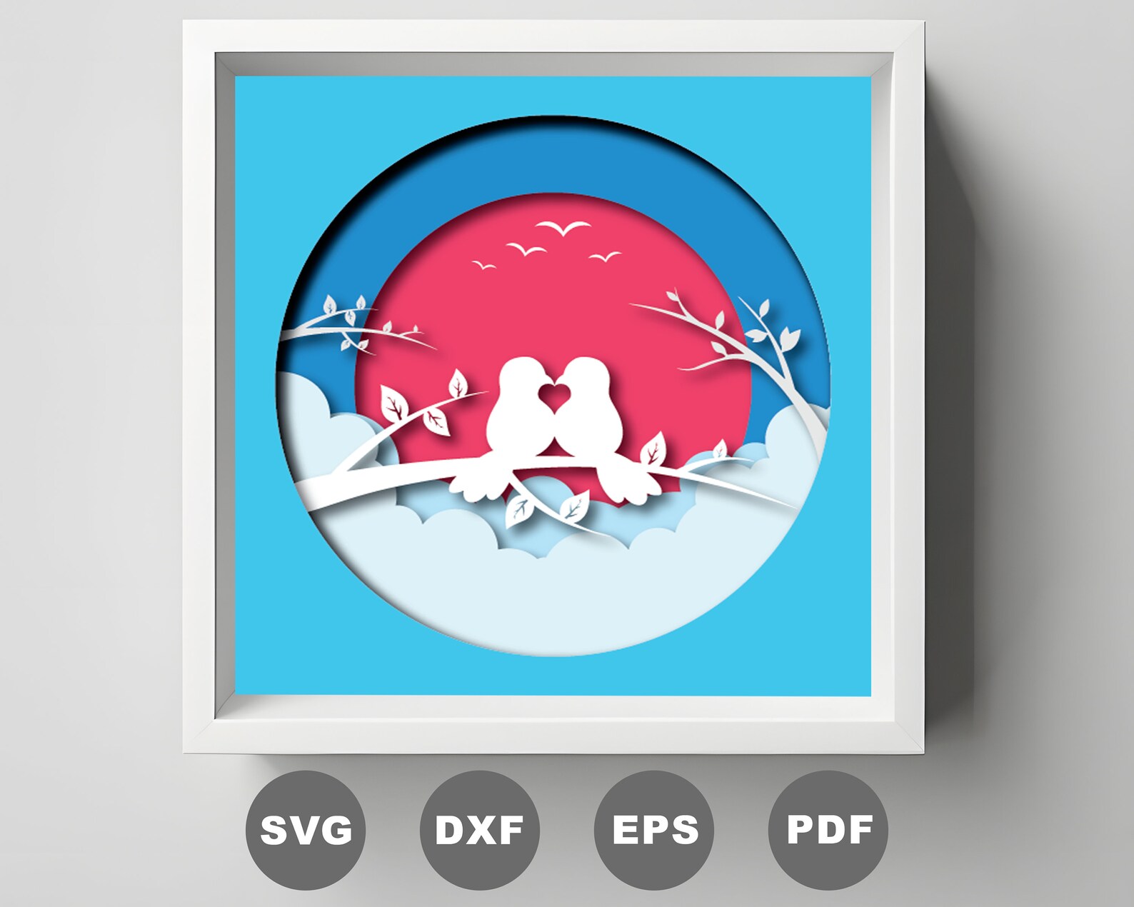 Birds Kiss Shadow Box , 3D Layered Bird in the Forest SVG , Cricut Svg ...