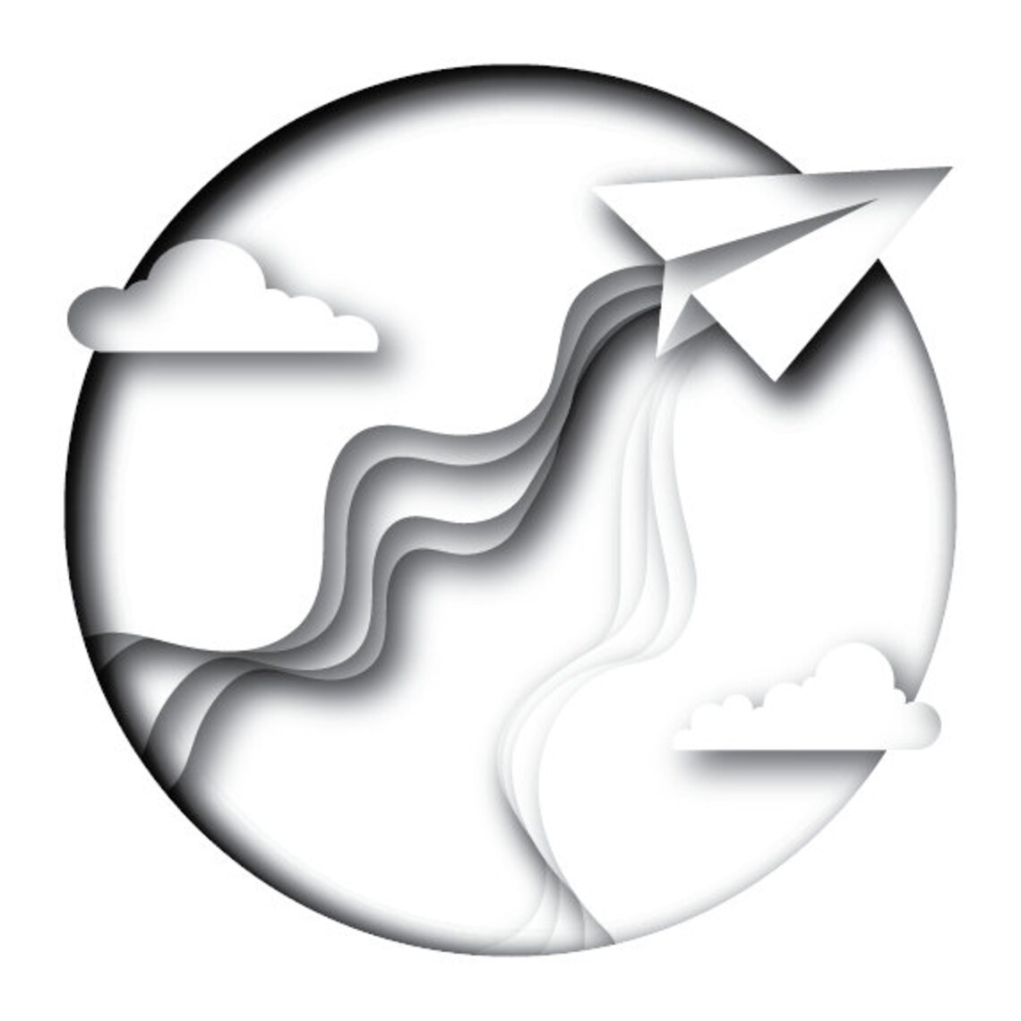 Paper Airplane Shadow Box , 3D Layered Paper Airplane and Sky SVG ...