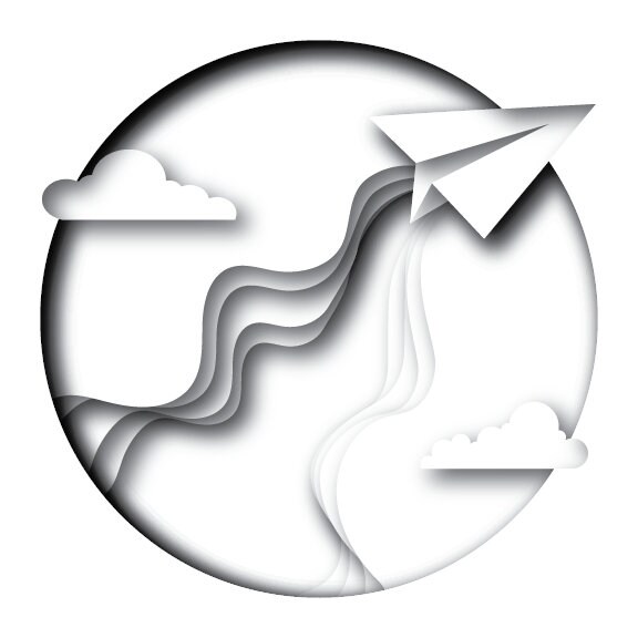 Paper Airplane Shadow Box , 3D Layered Paper Airplane and Sky SVG ...