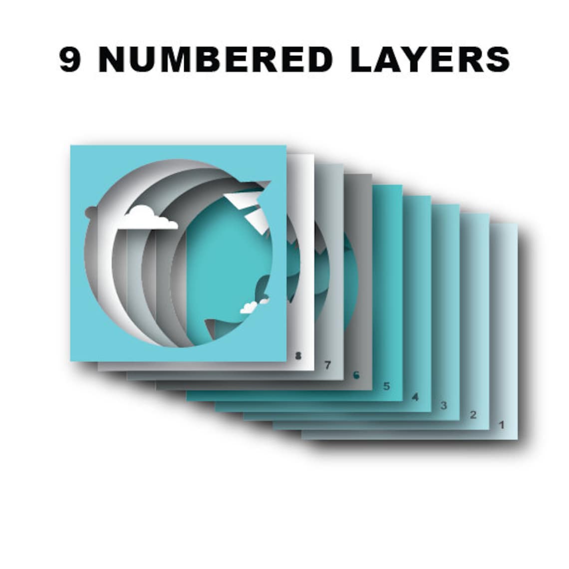 Paper Airplane Shadow Box , 3D Layered Paper Airplane and Sky SVG ...