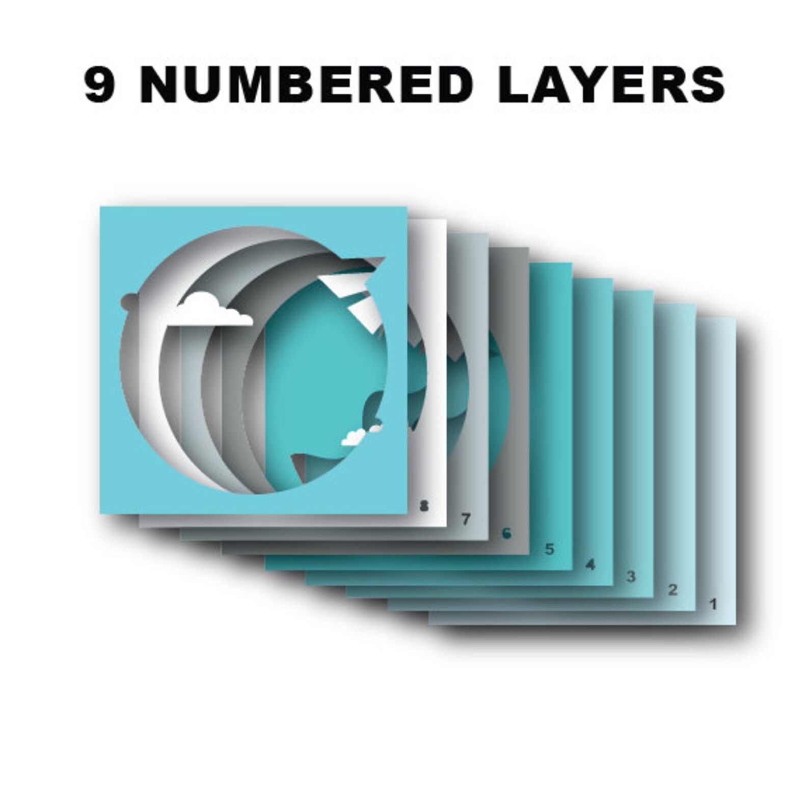 Paper Airplane Shadow Box SVG: 3D Layered Sky Design (digital Download ...