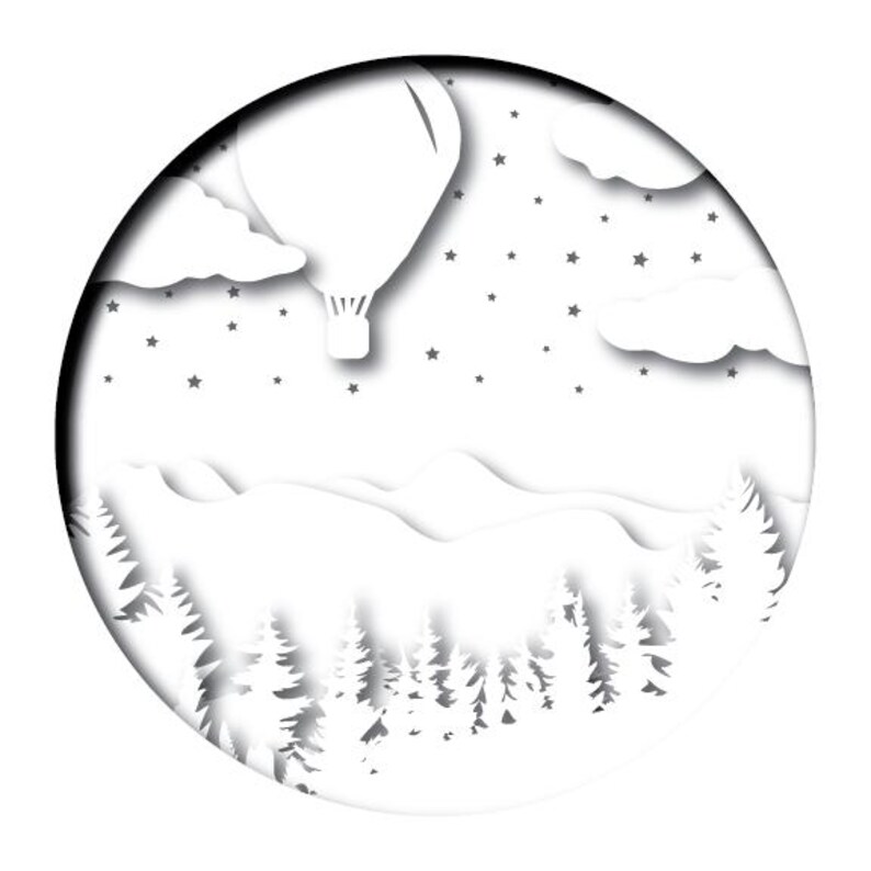 3D Balloon Forest Shadow Box SVG: Layered Paper Cut File (digital ...