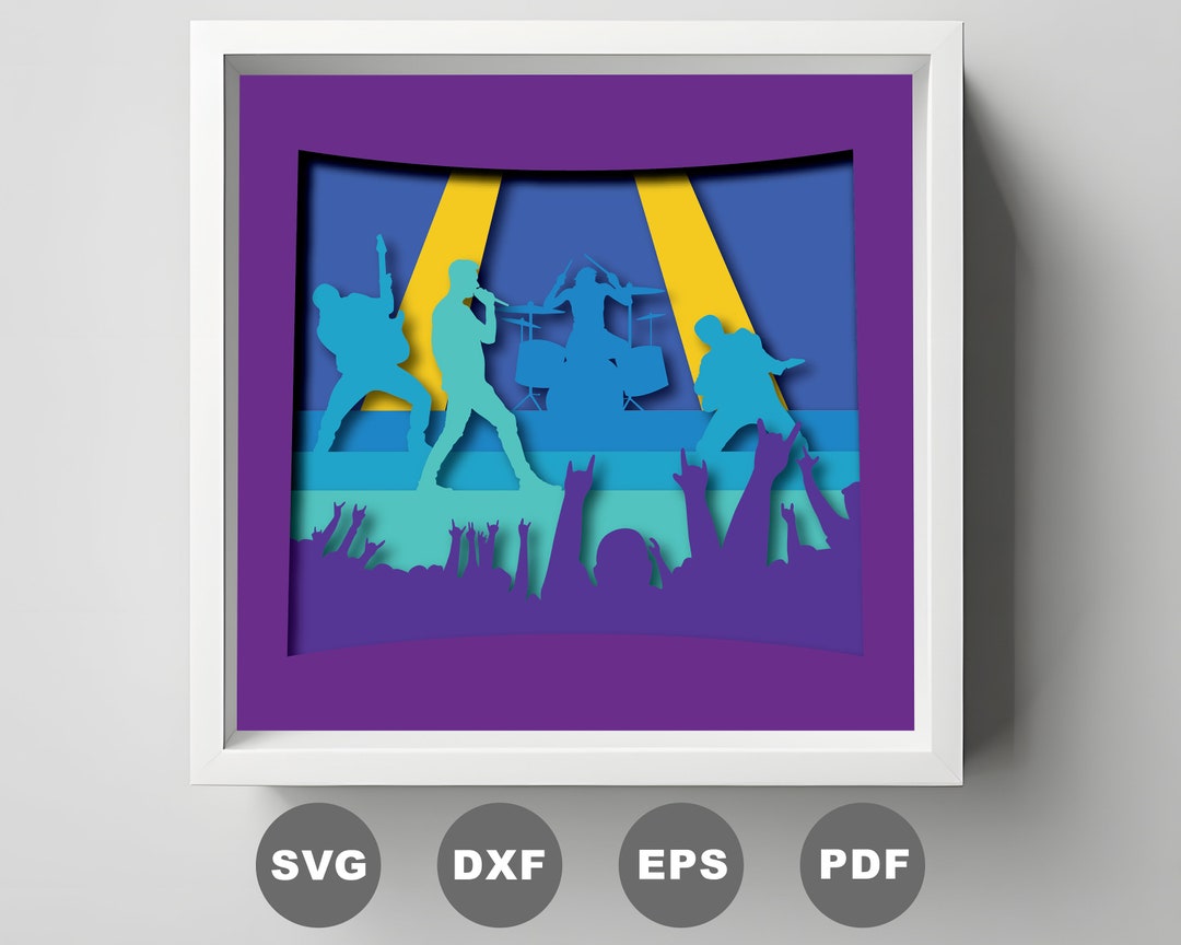3D Concert Shadow Box SVG: Layered Music Show, Cricut DIY (digital ...
