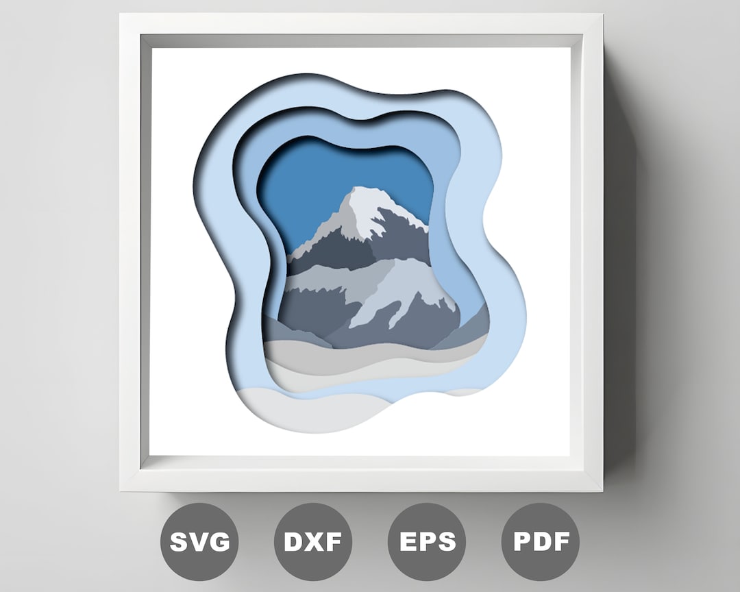 3D Mountain Shadow Box SVG: Layered Paper Cut File (digital Download ...