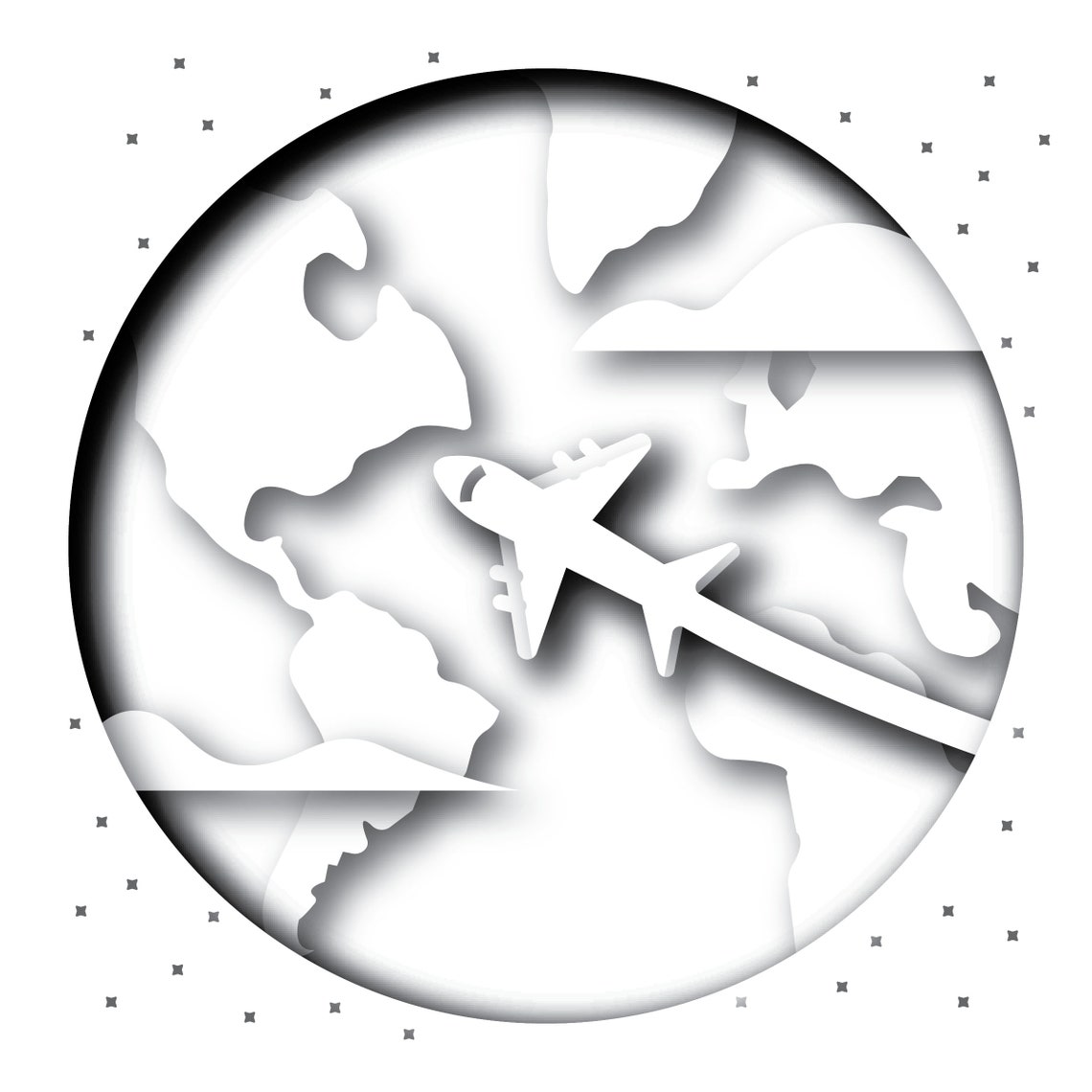 Airplane and Earth Shadow Box , 3D Layered Airplane and Earth SVG ...