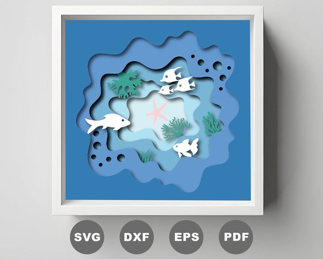Fish in the Water Pond Shadow Box , 3D Layered Fish SVG , Cricut Svg ...