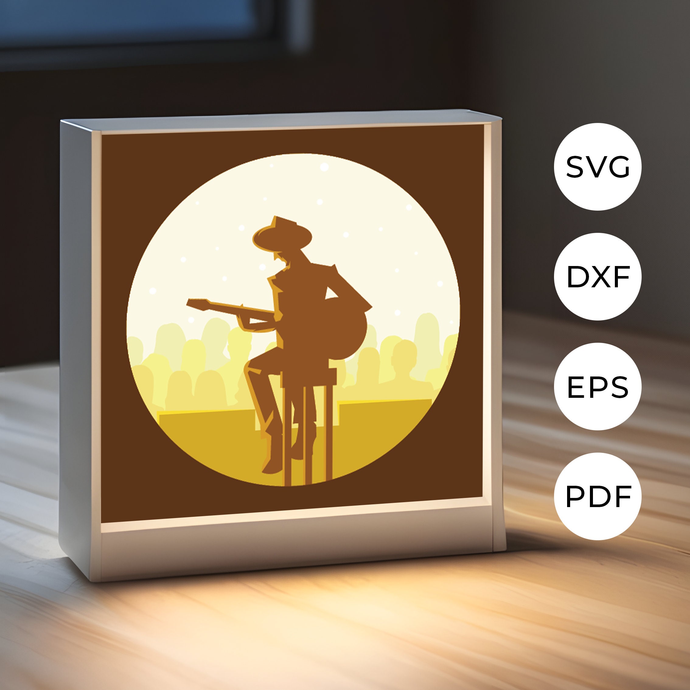 Acoustic Concert Shadow Box , 3D Layered Easy Listening Music SVG ...