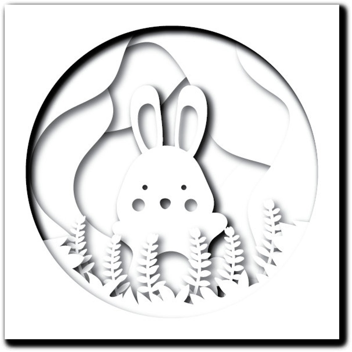 Rabbit Shadow Box , 3D Layered Animal in Green Forest SVG , Cricut Svg ...