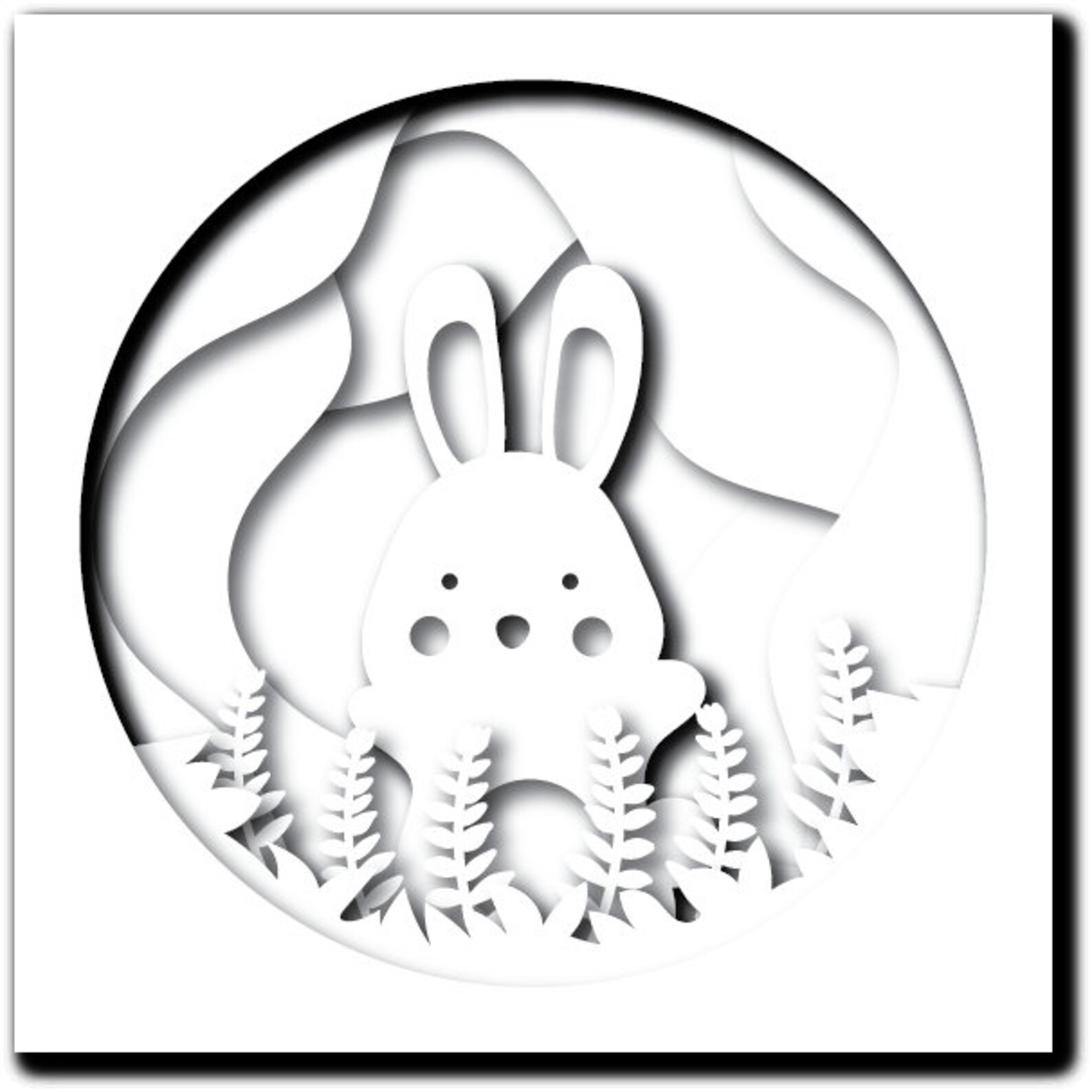 Rabbit Shadow Box , 3D Layered Animal in Green Forest SVG , Cricut Svg ...