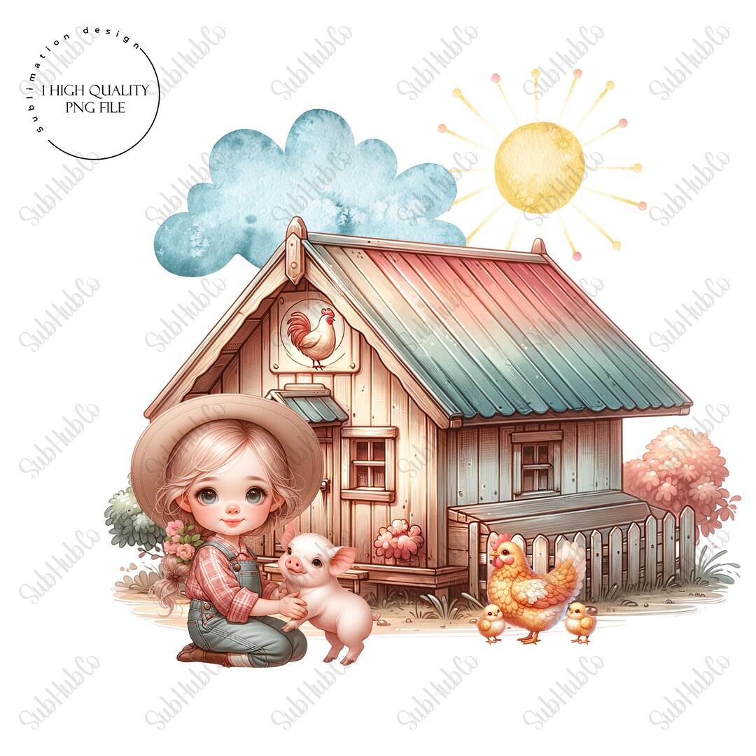 Farm Girl, Farm Clipart, Cute Farm Png, Sublimation, DTF, UV Transfer ...