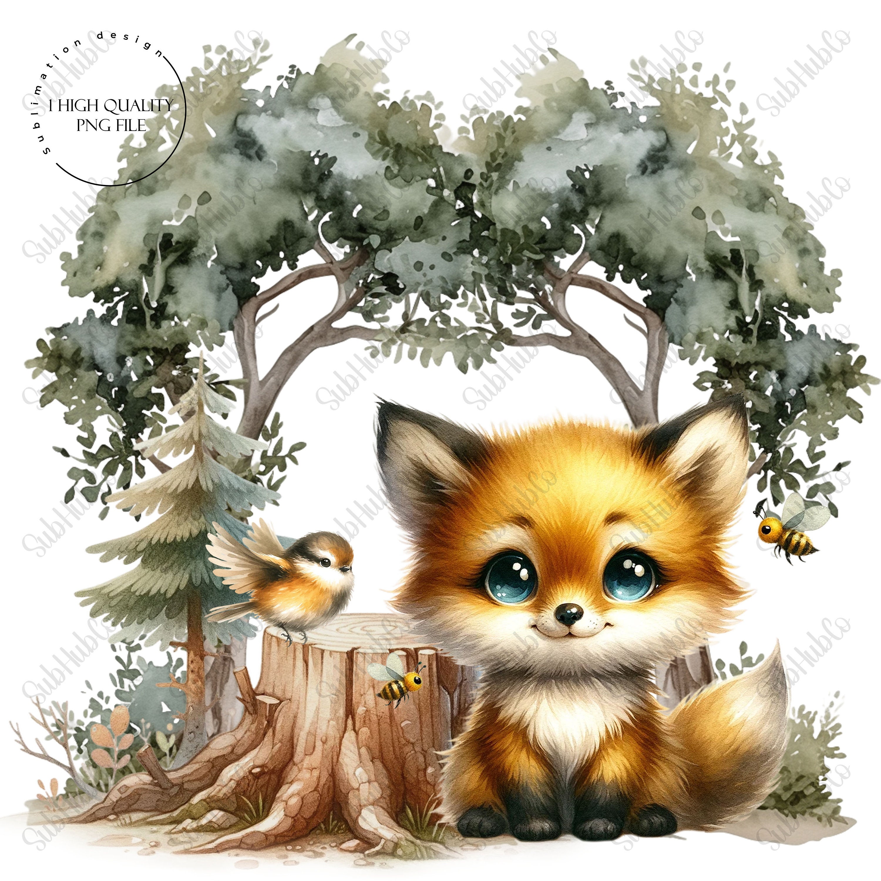 Cute Fox, Cute Fox Png, Fox Clipart, Woodland, Sublimation, DTF, UV ...