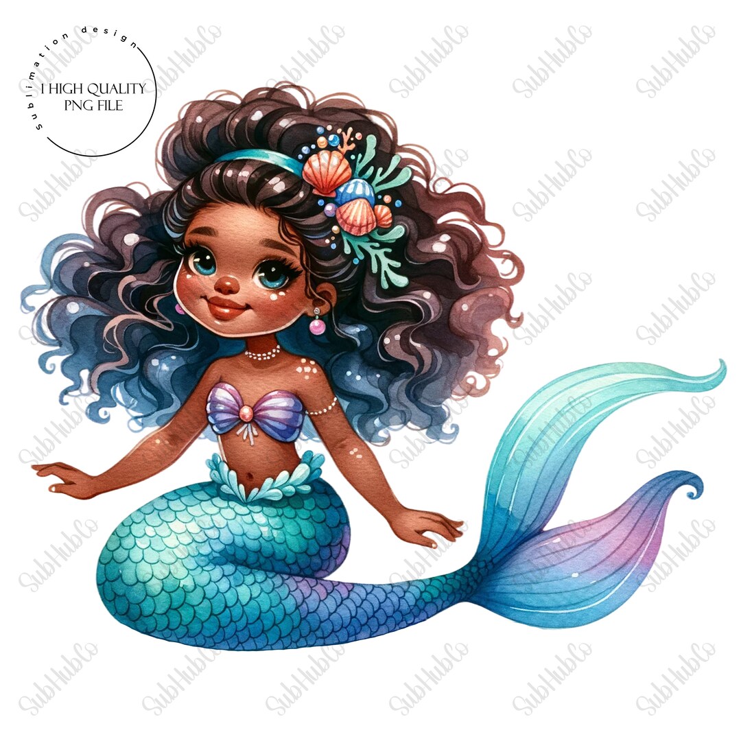 Cute Mermaid, Mermaid Clipart, Mermaid PNG, Sublimation, DTF, UV ...