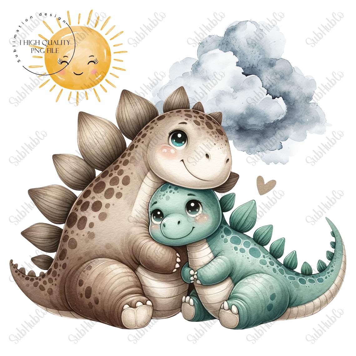 Cute Dinos Cuddling, Cute Dino Png, Dinosaur Clipart, Sublimation, DTF ...