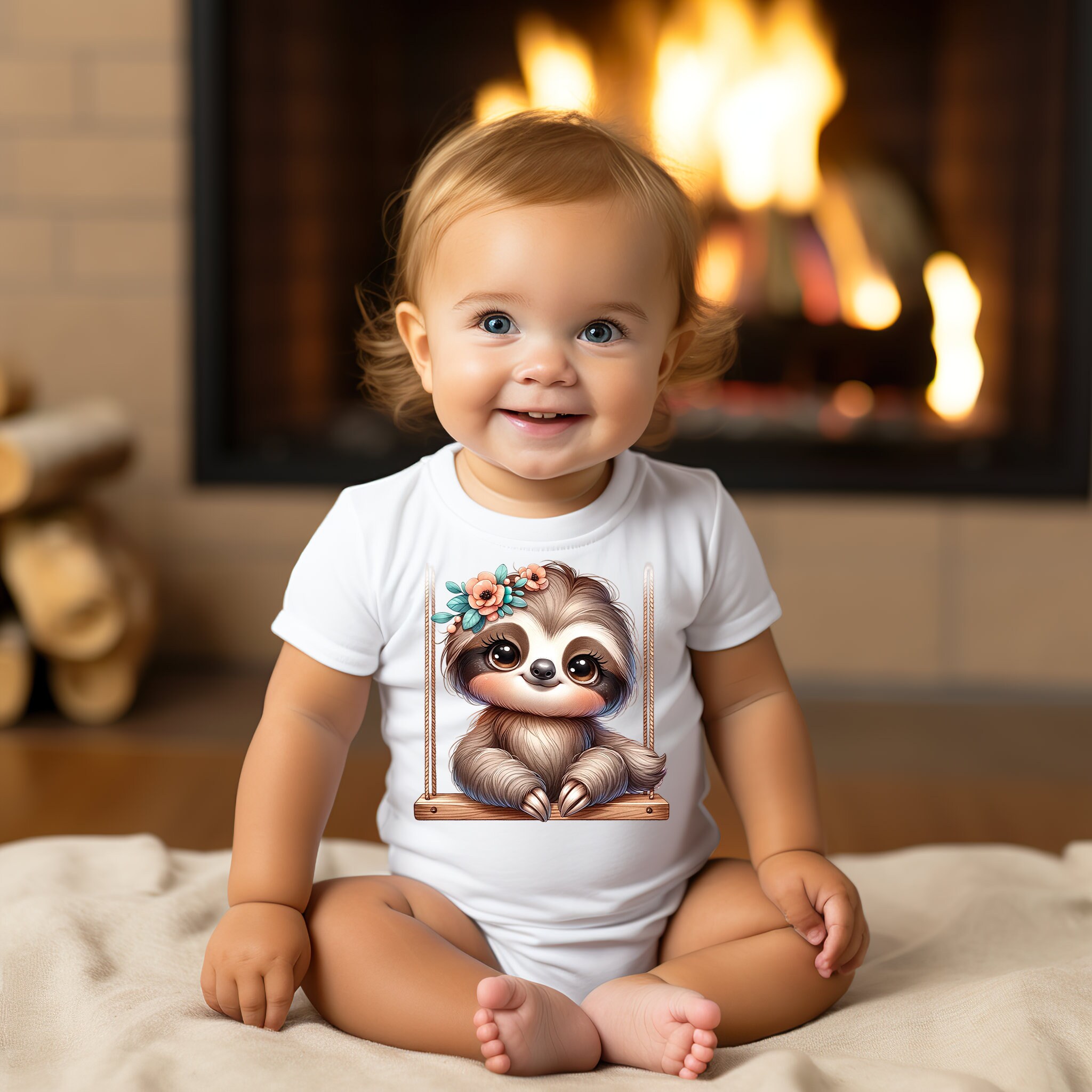 Sloth on Swing, Sloth Clipart, Sloth Png, PNG, Sublimation, DTF, UV ...