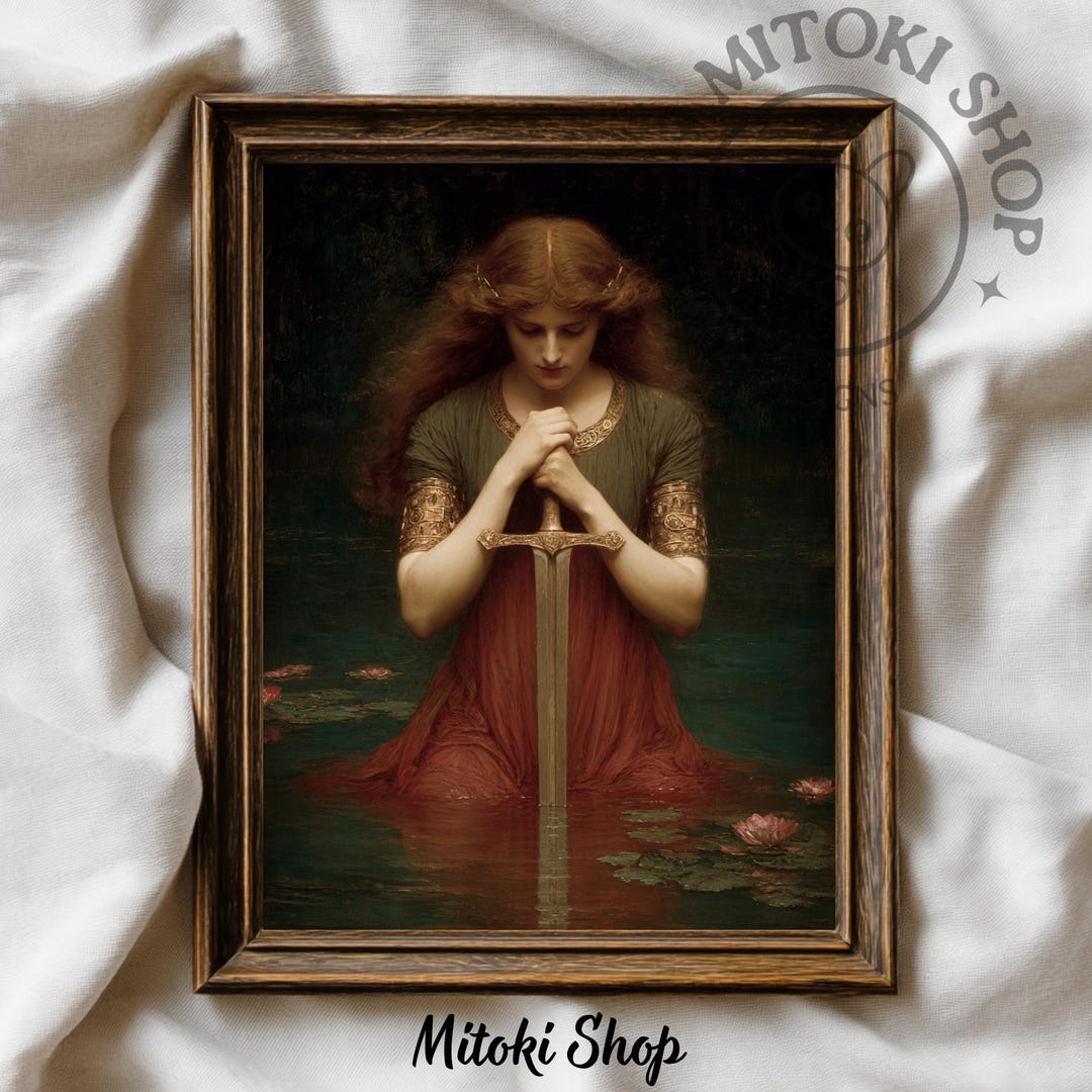 Moody Lady of the Lake Excalibur Print: Medieval Decor, Mythology Wall ...