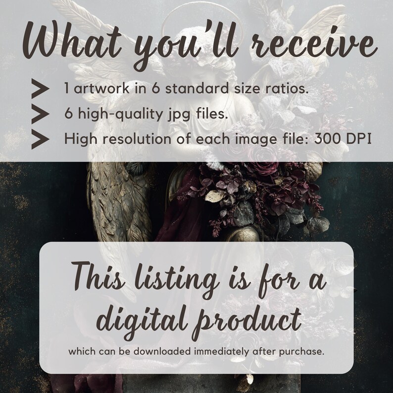 Moody Christmas Angel Oil Painting: Dark Gothic Floral Art (digital ...