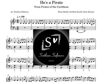 Pirates of the Caribbean Theme Tune He's a Pirate Piano Sheet Music - Etsy