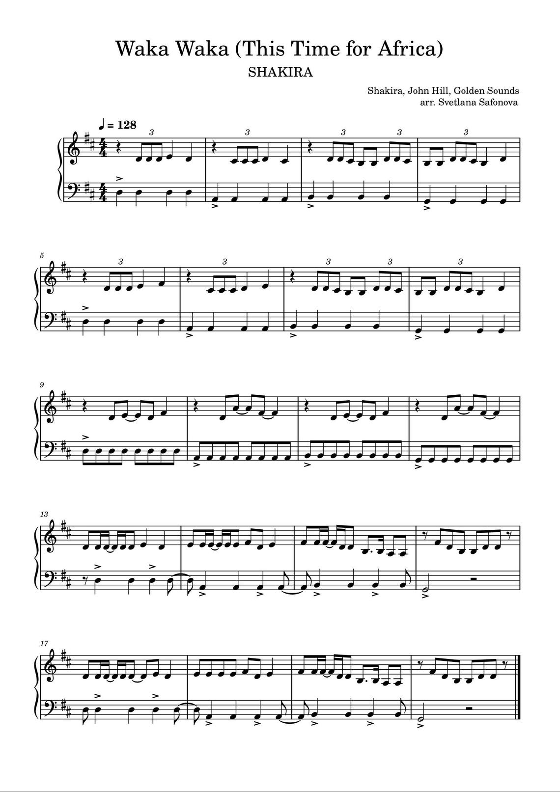 Waka Waka Shakira Easy Piano Sheet Music - Etsy