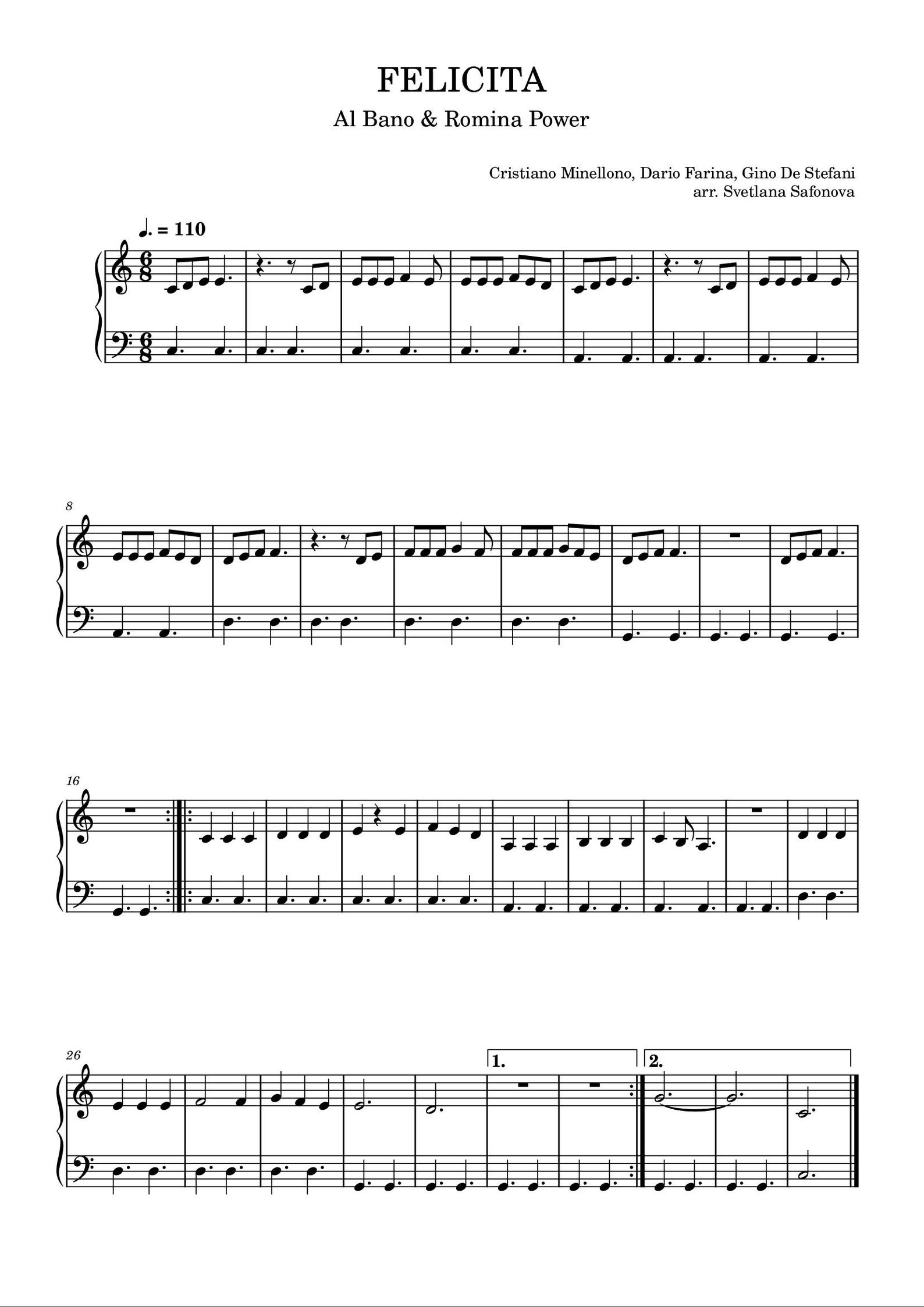 Felicita by Al Bano Easy Piano Sheet Music - Etsy