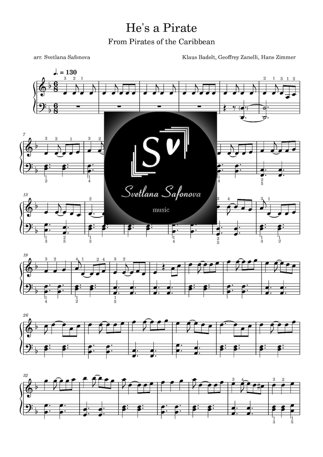 He's a Pirate Pirates of the Caribbean Piano Sheet Music Easy ...