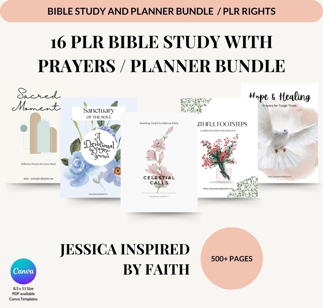 16 PLR Bible Study Kits: Prayer Prompts & Reflections (2025 Calendar ...