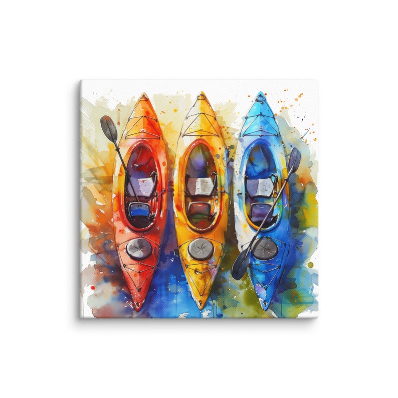 Kayak Watercolor Canvas - Kayak Wall Art - Kayaking Art - Etsy