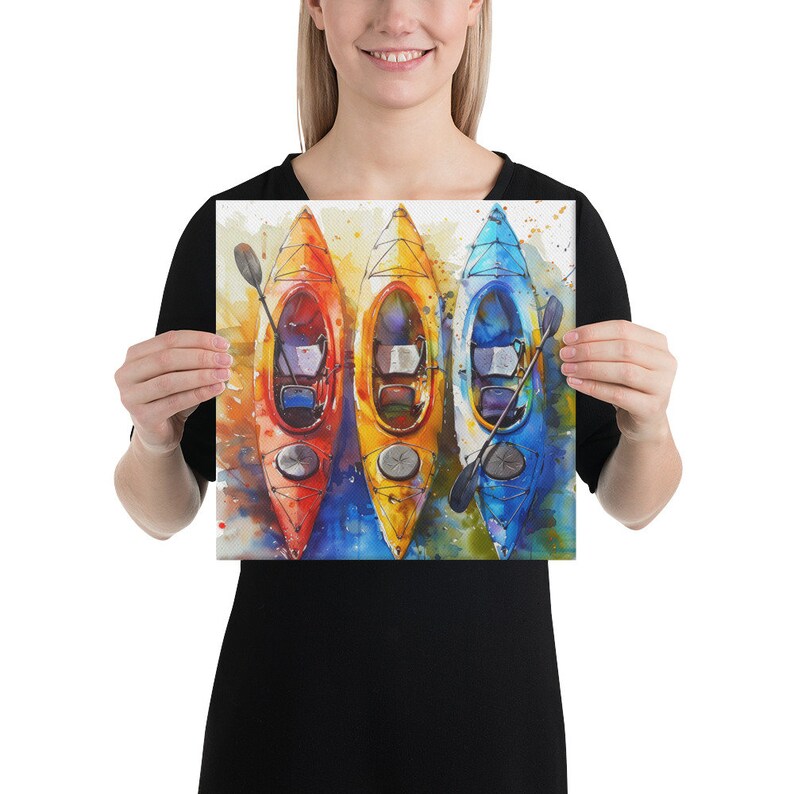 Kayak Watercolor Canvas - Kayak Wall Art - Kayaking Art - Etsy