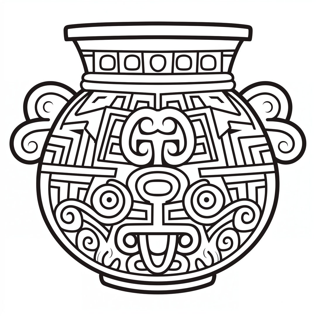 Mayan Coloring Page Color the Maya Mayan Oil Jar - Etsy
