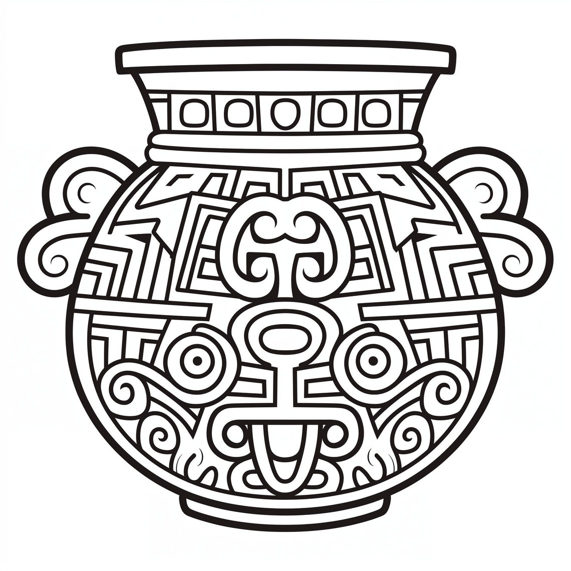 Mayan Coloring Page Color the Maya Mayan Oil Jar - Etsy
