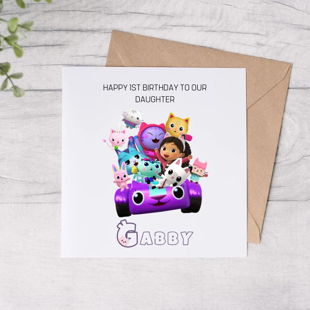 Gabbys Dollhouse Birthday Card, Gabbys Dollhouse, Pandy Paws, Cat Rat ...