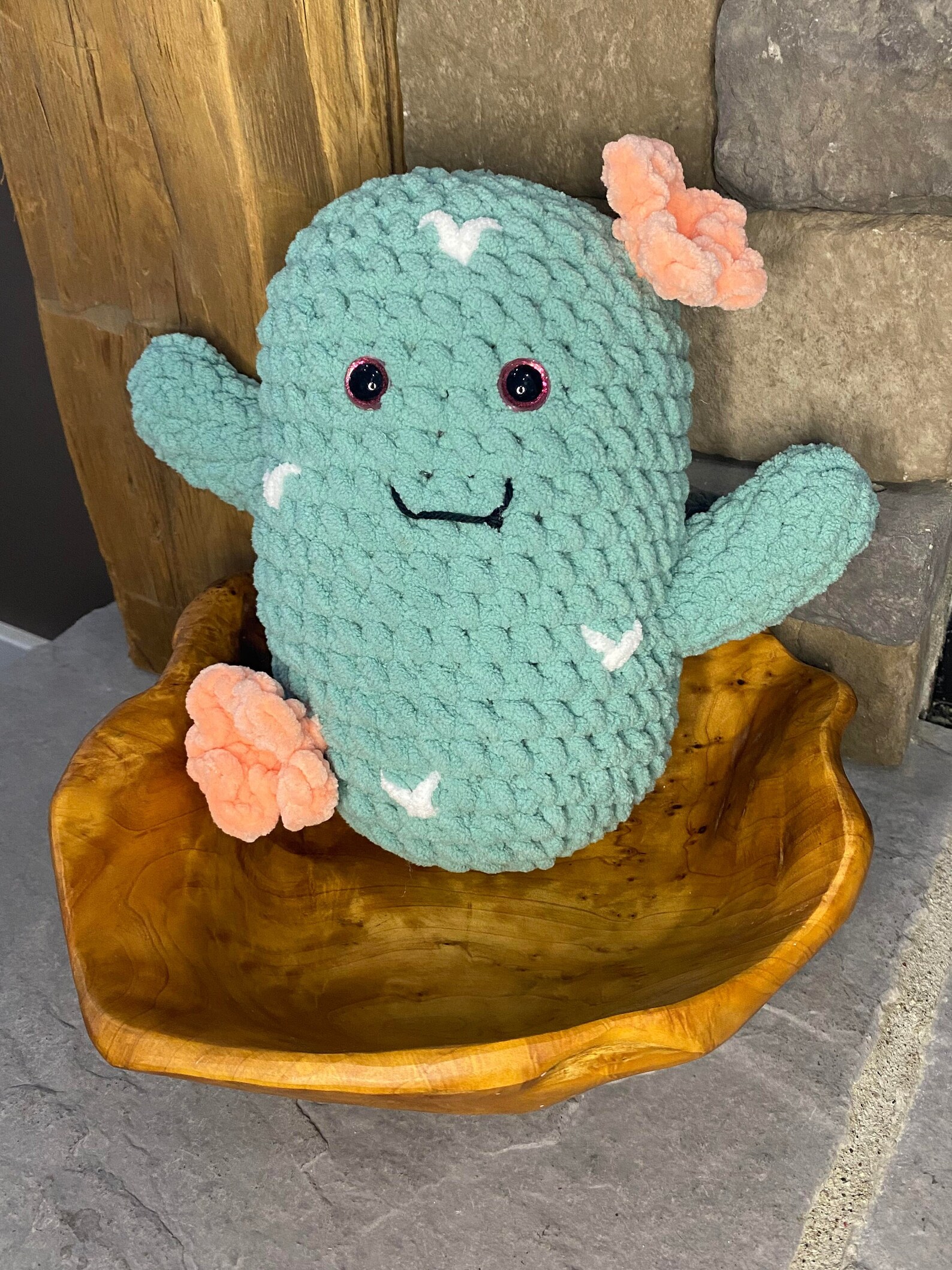 Cactus Crochet Plushie With Flowers - Etsy