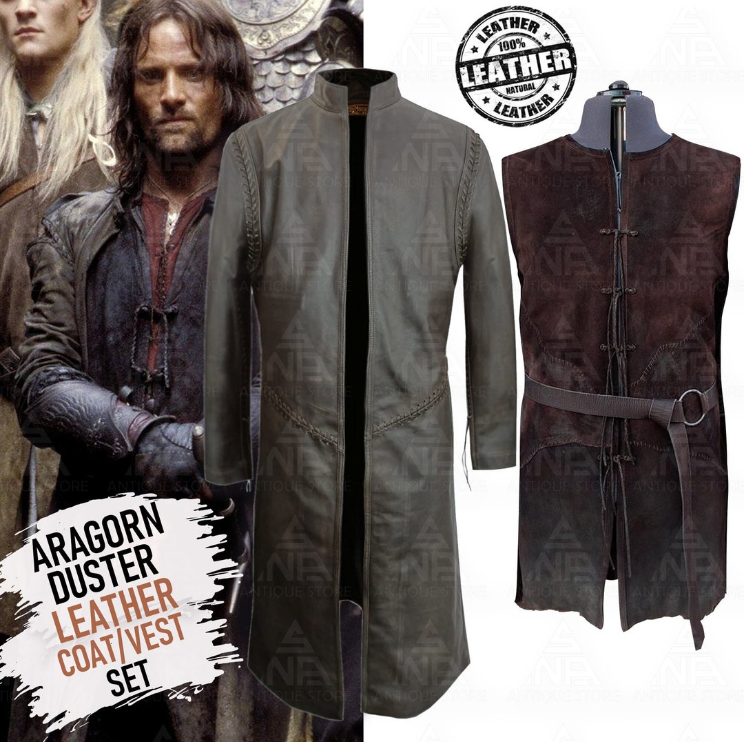 Aragorn Duster Costume Coat and Vest Set, Handmade Lord of the Rings ...