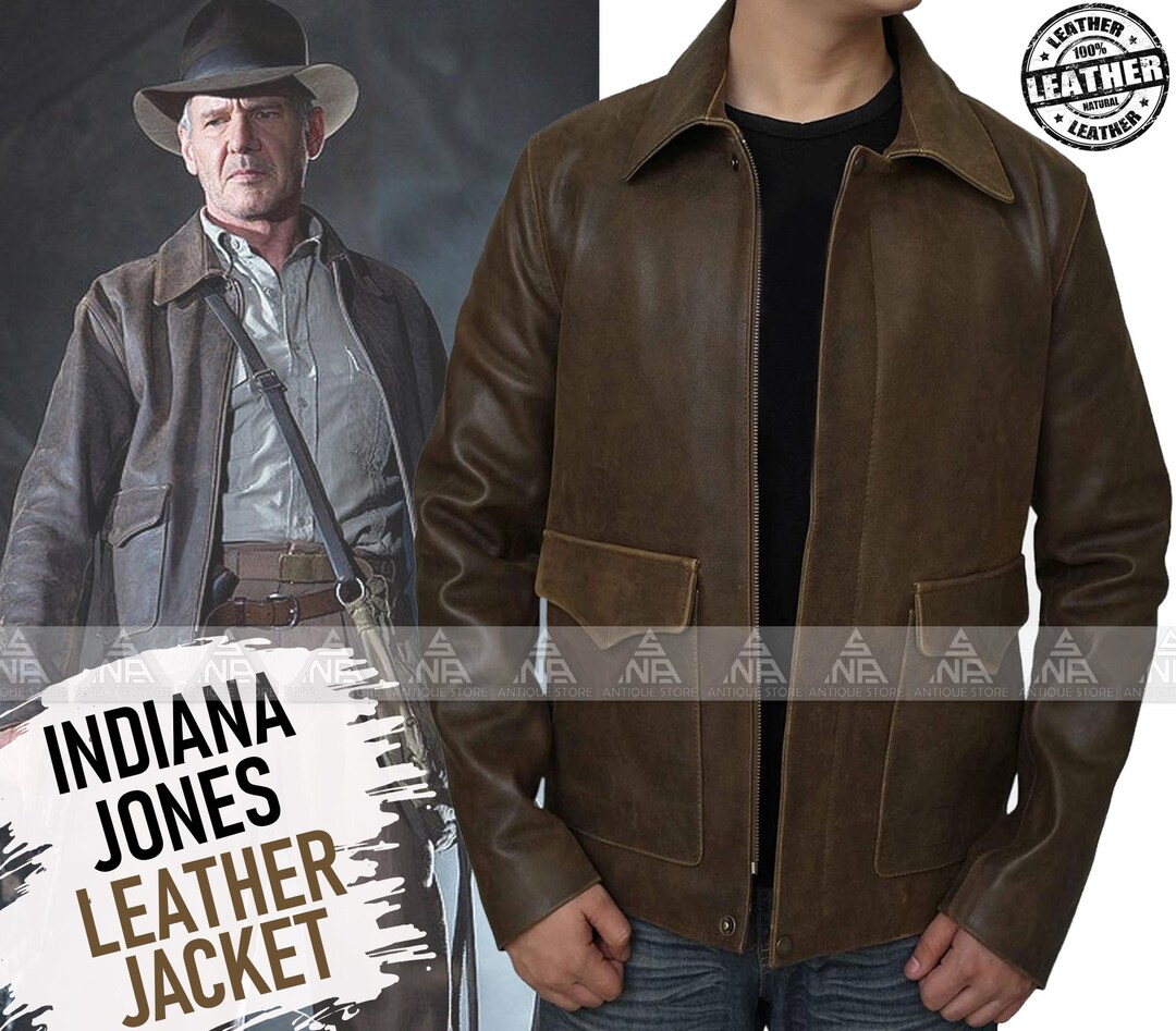 Indiana Jones Leather Jacket, Handcrafted Harrison Ford Vintage Genuine ...