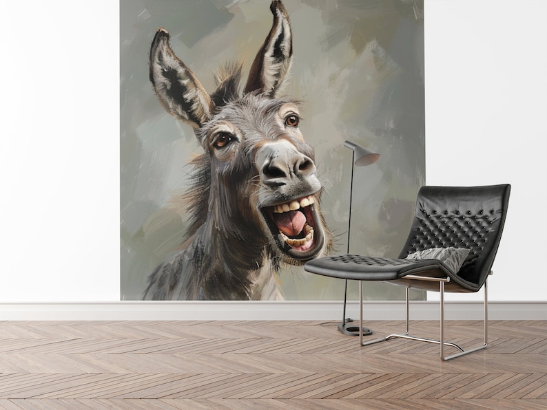 Donkey Wall Decor, Canvas or Poster, Modern Donkey Art, Funny Donkey ...