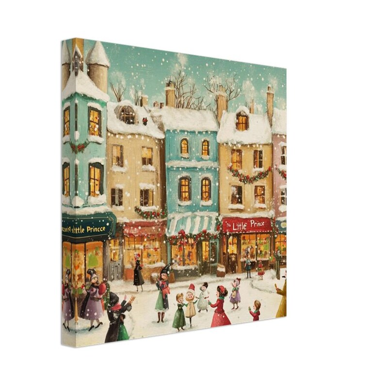 Winter Town Wall Art Snowy Village Print Christmas Village Art Holiday ...