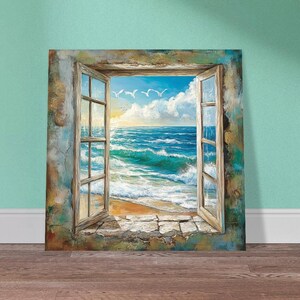 Ocean Window Art, Nautical Window Art, Ocean Horizon Art, Beach Print ...