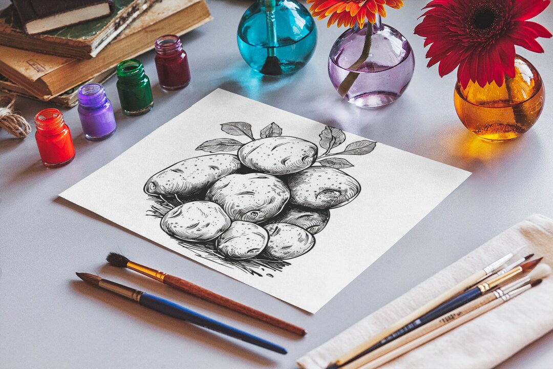 Set of 8 Coloring Pages, Potatoes Coloring Book, Kids Coloring Book ...