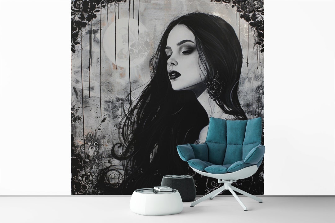 Abstract Girl Wall Art Enigmatic Femme Wall Art Whimsical Lady Wall Art ...